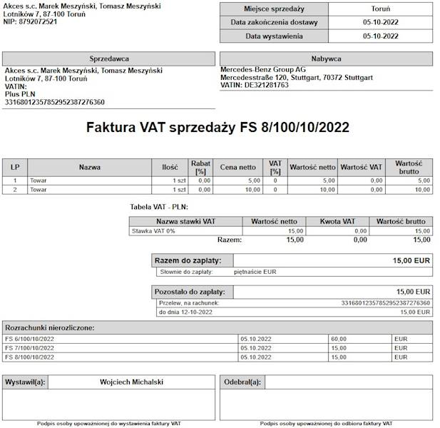 Akces Wzorzec wydruku Faktury Sprzedaży z listą nierozliczonych ... Akces Wzorzec wydruku Faktury Sprzedaży z listą nierozliczonych ...